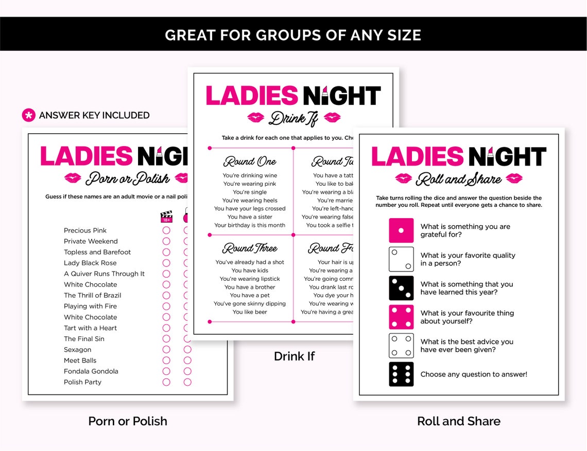 Ladies Night Games Printable Game Bundle for a Girls' - Etsy Canada