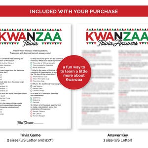 Kwanzaa Trivia Game, Printable Quiz for a Family or Classroom Kwanzaa ...