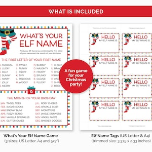 What's Your Elf Name Game, Printable Holiday Party Game for Kids and ...