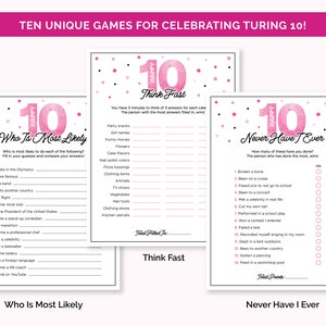 10th Birthday Party Games, Printable Tenth Birthday Game Bundle With ...