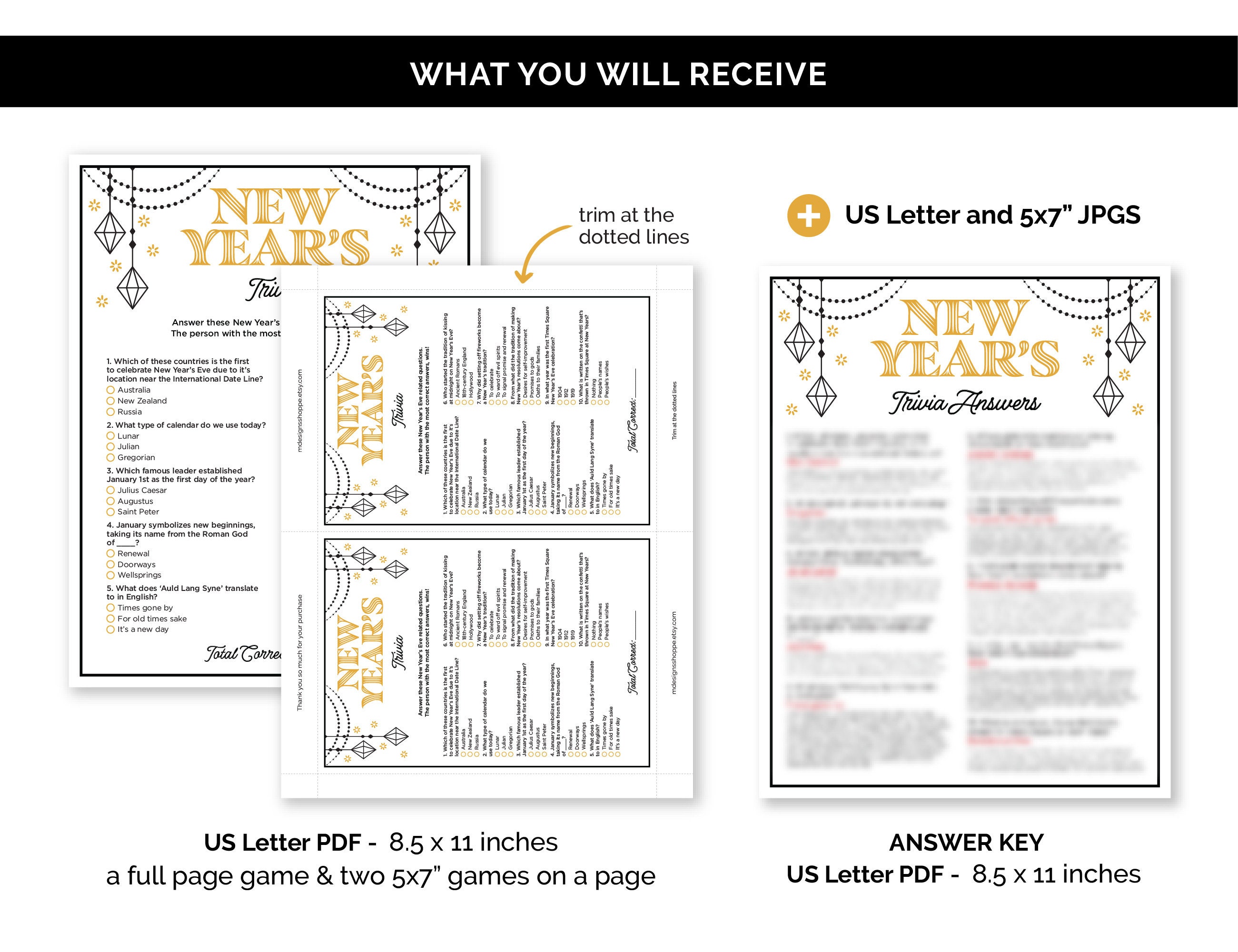 New Year's Trivia Game, Printable Quiz With Answers for a New Year's ...