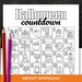 Halloween Countdown Coloring Page, Printable Halloween Advent Calendar ...