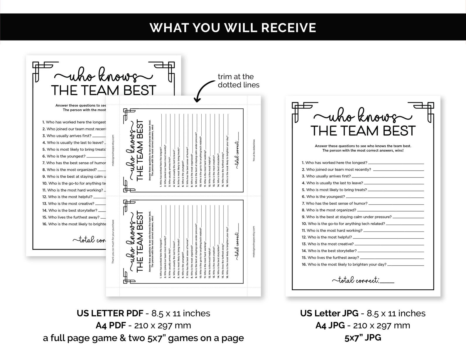 Who Knows the Team Best, Printable Team Building Game for Coworkers ...