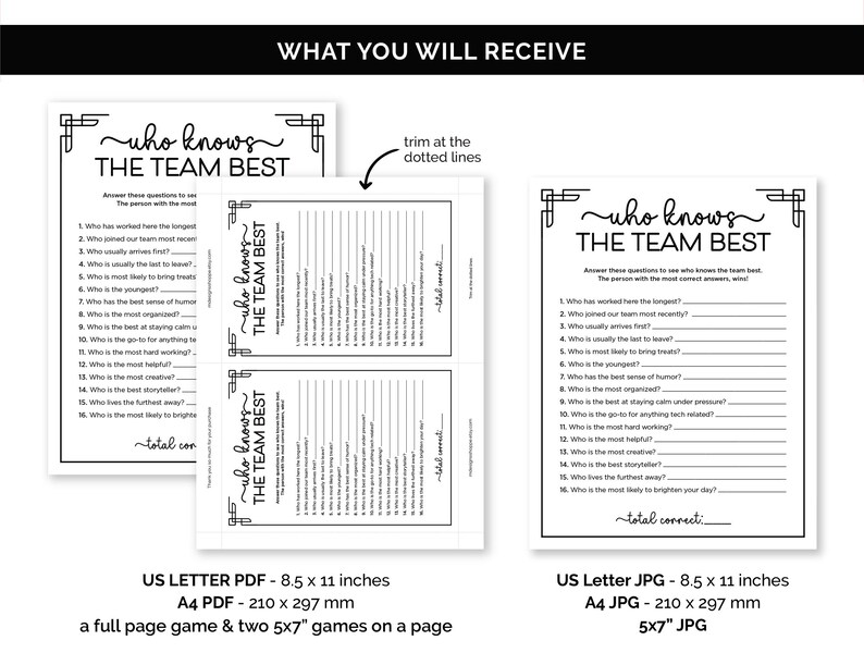 Who Knows the Team Best, Printable Team Building Game for Coworkers ...