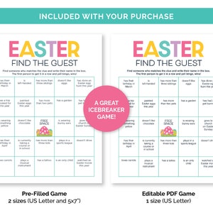 Editable Easter Find the Guest Bingo, Icebreaker Game for an Easter ...