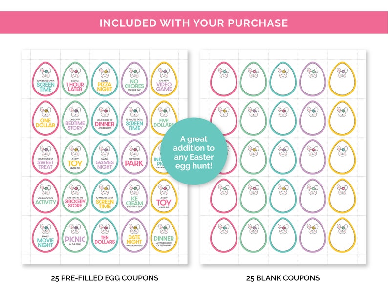 Easter Egg Tokens, Printable Easter Egg Coupons for Kids, Easter Egg ...