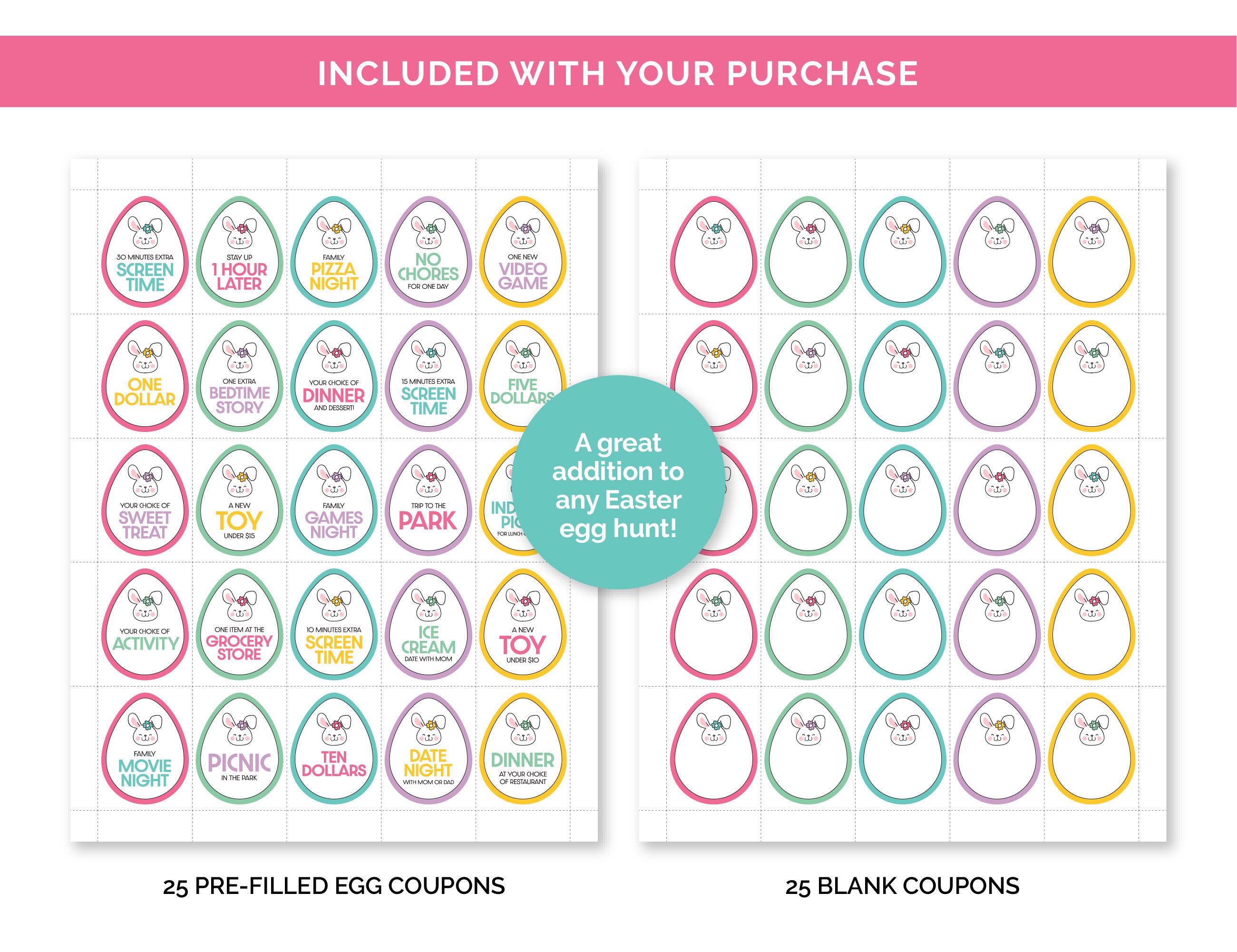 Easter Egg Tokens, Printable Easter Egg Coupons for Kids, Easter Egg ...