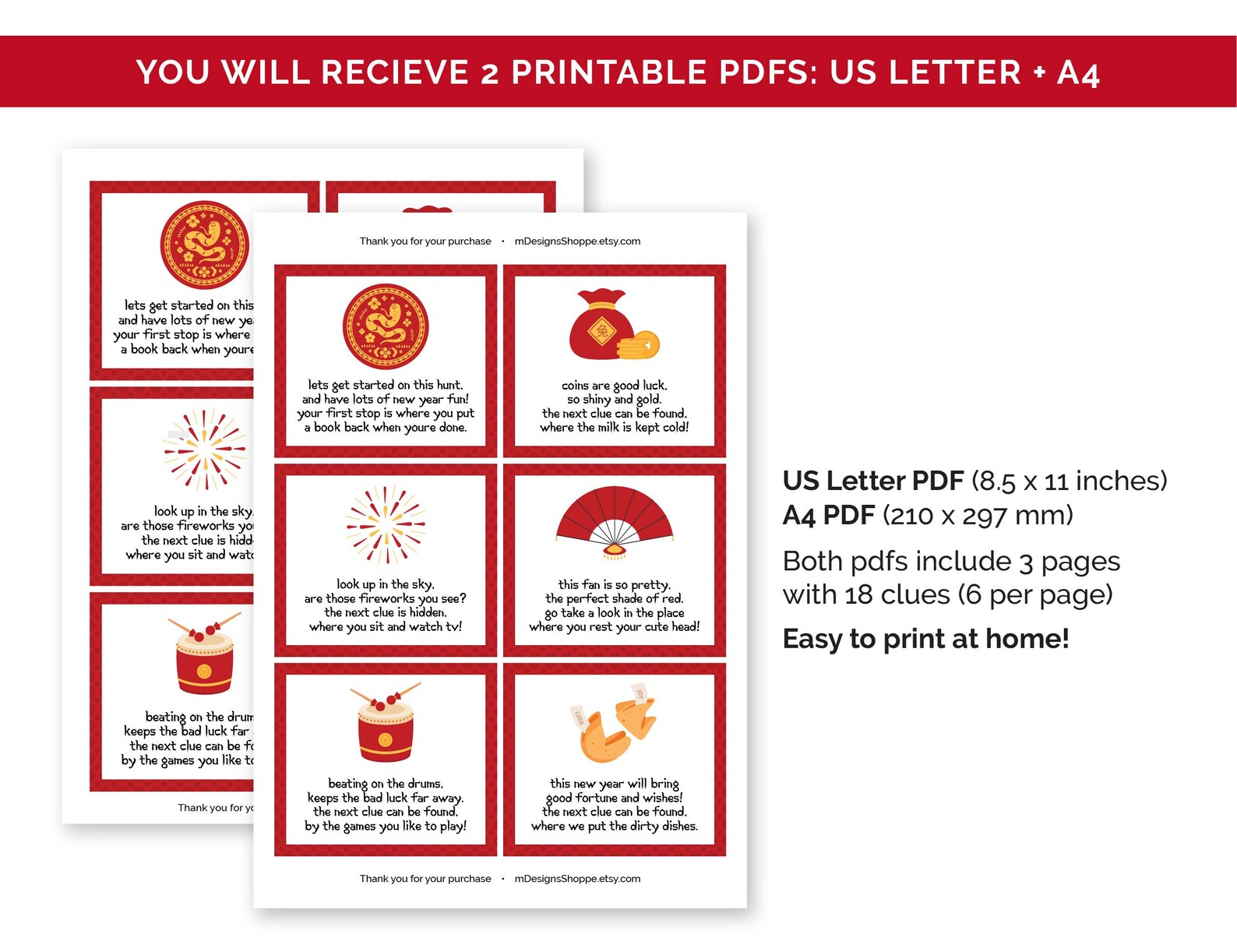 Chinese New Year Scavenger Hunt for Kids, Printable 2025 Lunar New Year ...