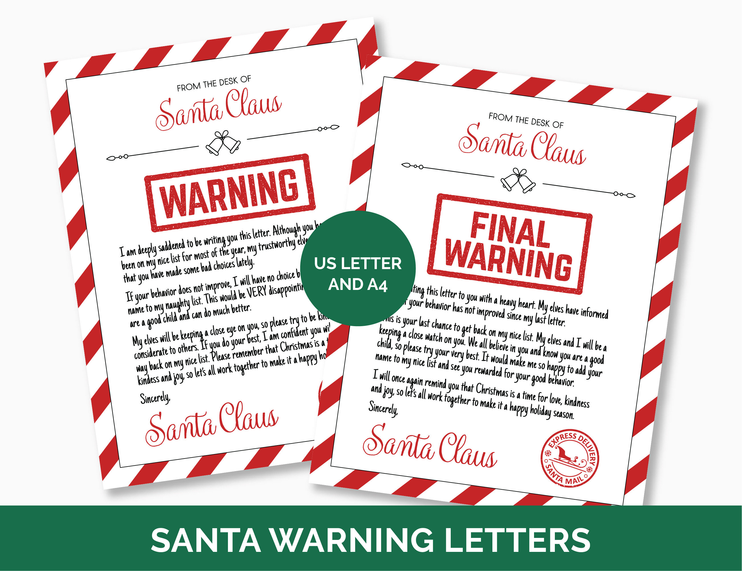 Santa Warning Letters, Printable Letters From Santa, North Pole ...