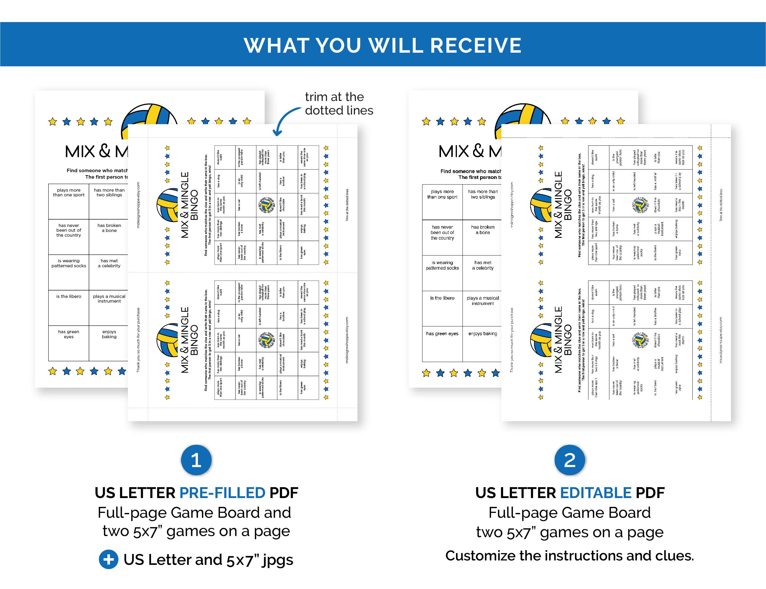 Editable Volleyball Mix & Mingle Bingo, Volleyball Team Building Game ...