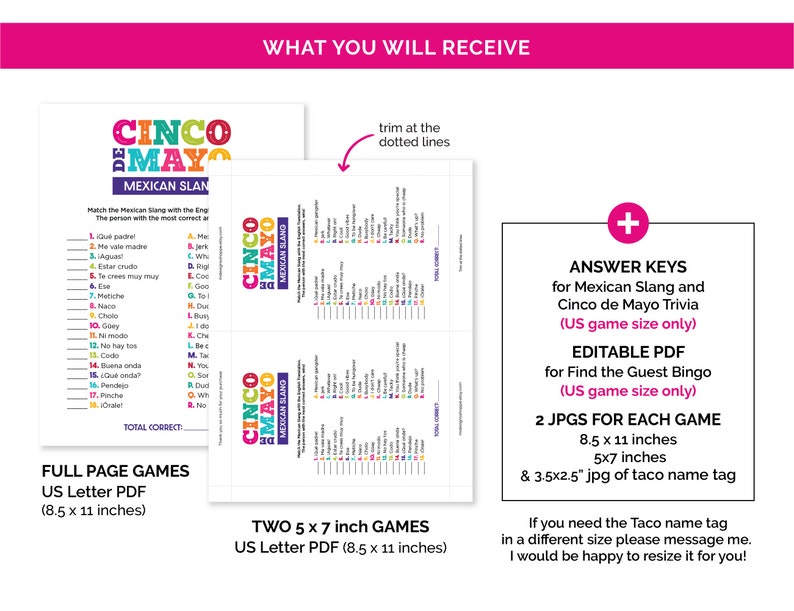 Cinco De Mayo Games, Printable Game Bundle for a Cinco De Mayo Party ...