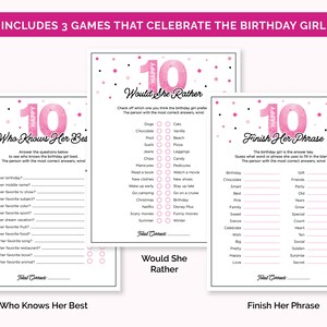 10th Birthday Party Games, Printable Tenth Birthday Game Bundle With ...