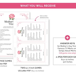 Mother's Day Trivia Games Bundle, Printable Mothers Day Trivia, Famous ...