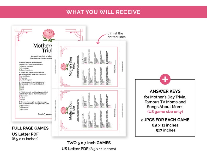 Mother's Day Trivia Games Bundle, Printable Mothers Day Trivia, Famous ...