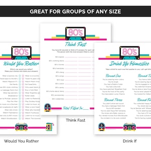 80s Party Games, Printable Games Bundle for an 80s-themed Party, Fun ...
