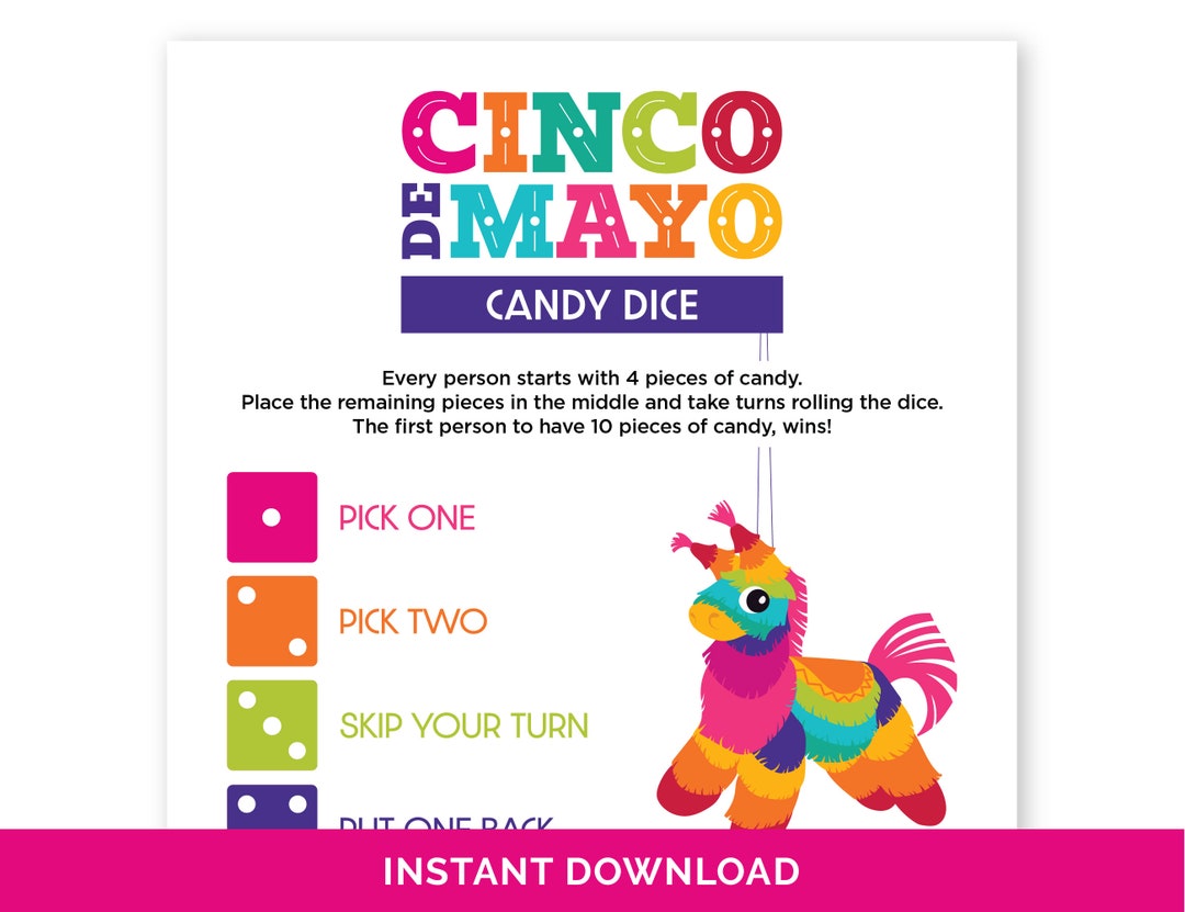Cinco De Mayo Dice Game, Printable Classroom Party Game for a Mexican ...