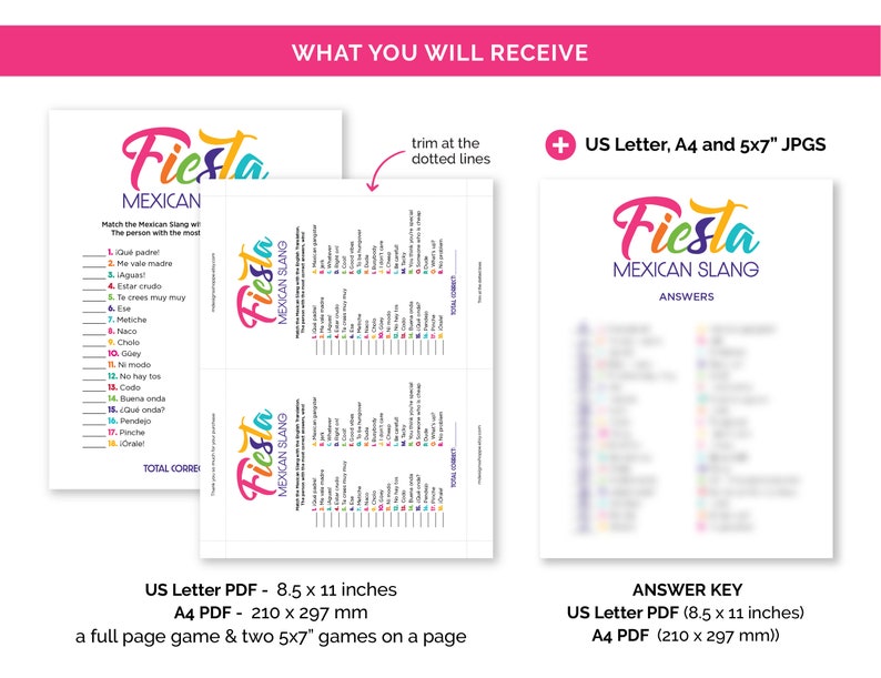 Fiesta Mexican Slang Game, Printable Trivia Game for a Fiesta Birthday ...