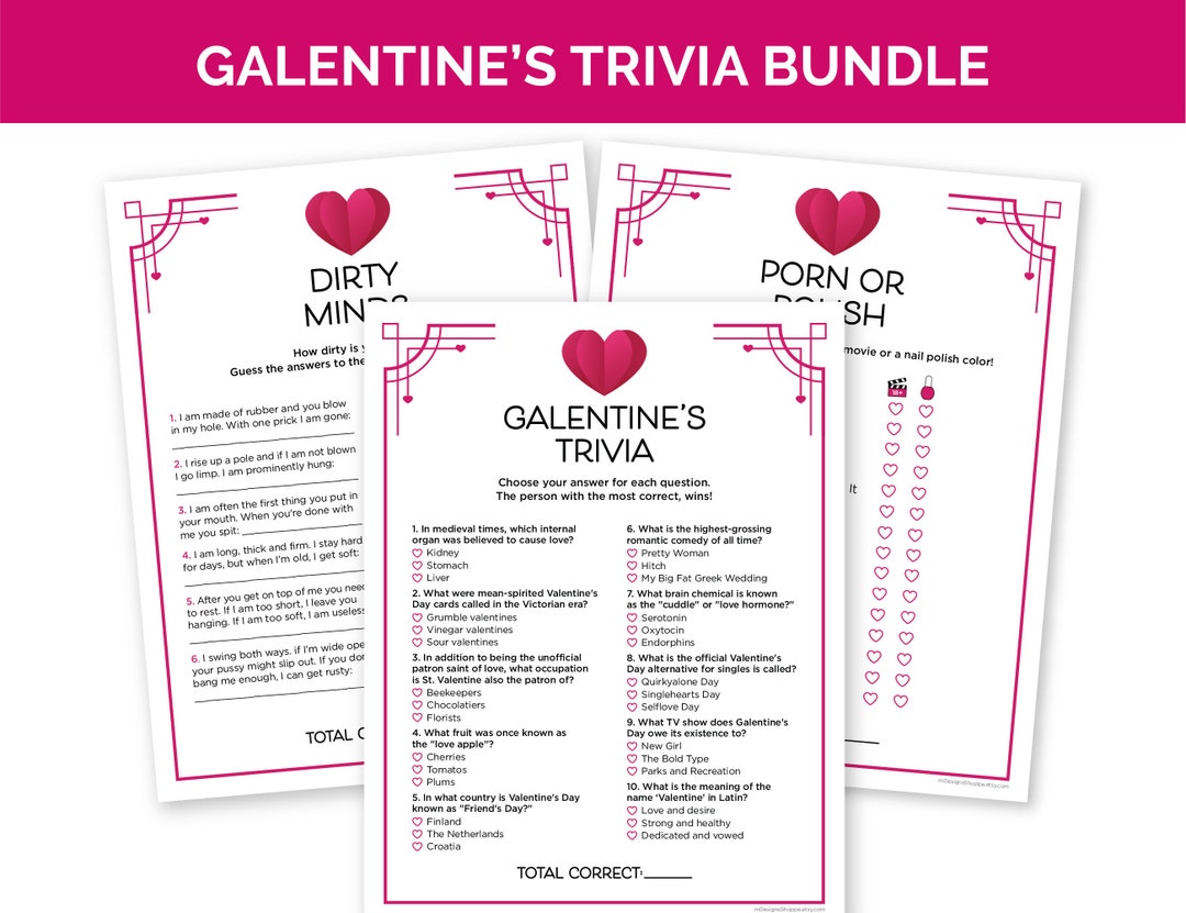 Galentine's Trivia Games Bundle, Printable Trivia, Porn or Polish and ...