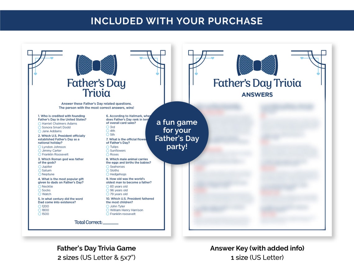 Father's Day Trivia Game, Printable Father's Day Quiz for Families ...