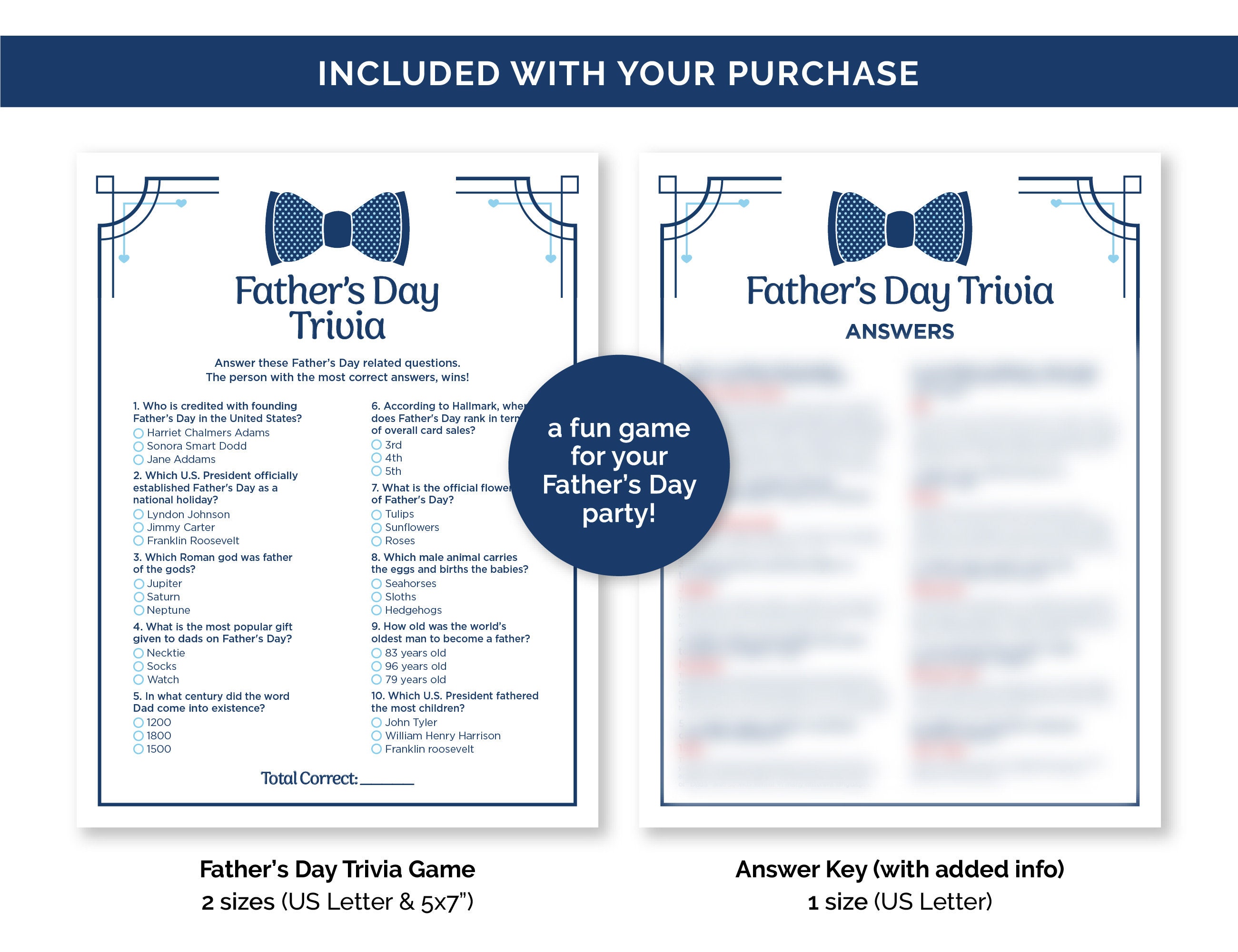 Father's Day Trivia Game, Printable Father's Day Quiz for Families ...