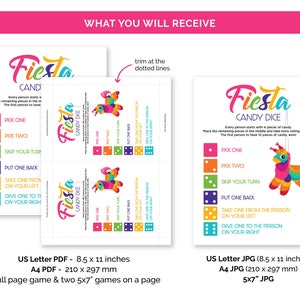Fiesta Candy Dice Game, Printable Game for a Fiesta Birthday, Cinco De ...