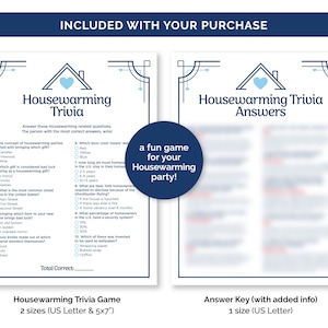 Housewarming Trivia Game, Printable Housewarming Quiz, Housewarming ...