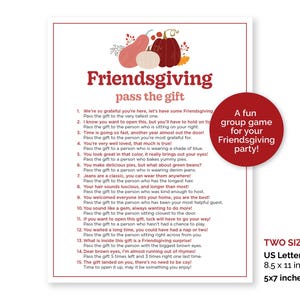 Friendsgiving Pass the Gift Game, Printable Pass the Present ...