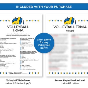 Volleyball Trivia Game, Printable Quiz With Answers for a Volleyball ...