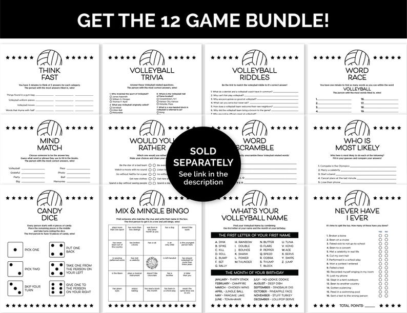 Editable Volleyball Mix & Mingle Bingo, Volleyball Team Building Game ...