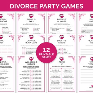 Divorce Party Games, Printable Game Bundle for a Breakup Party, Newly ...