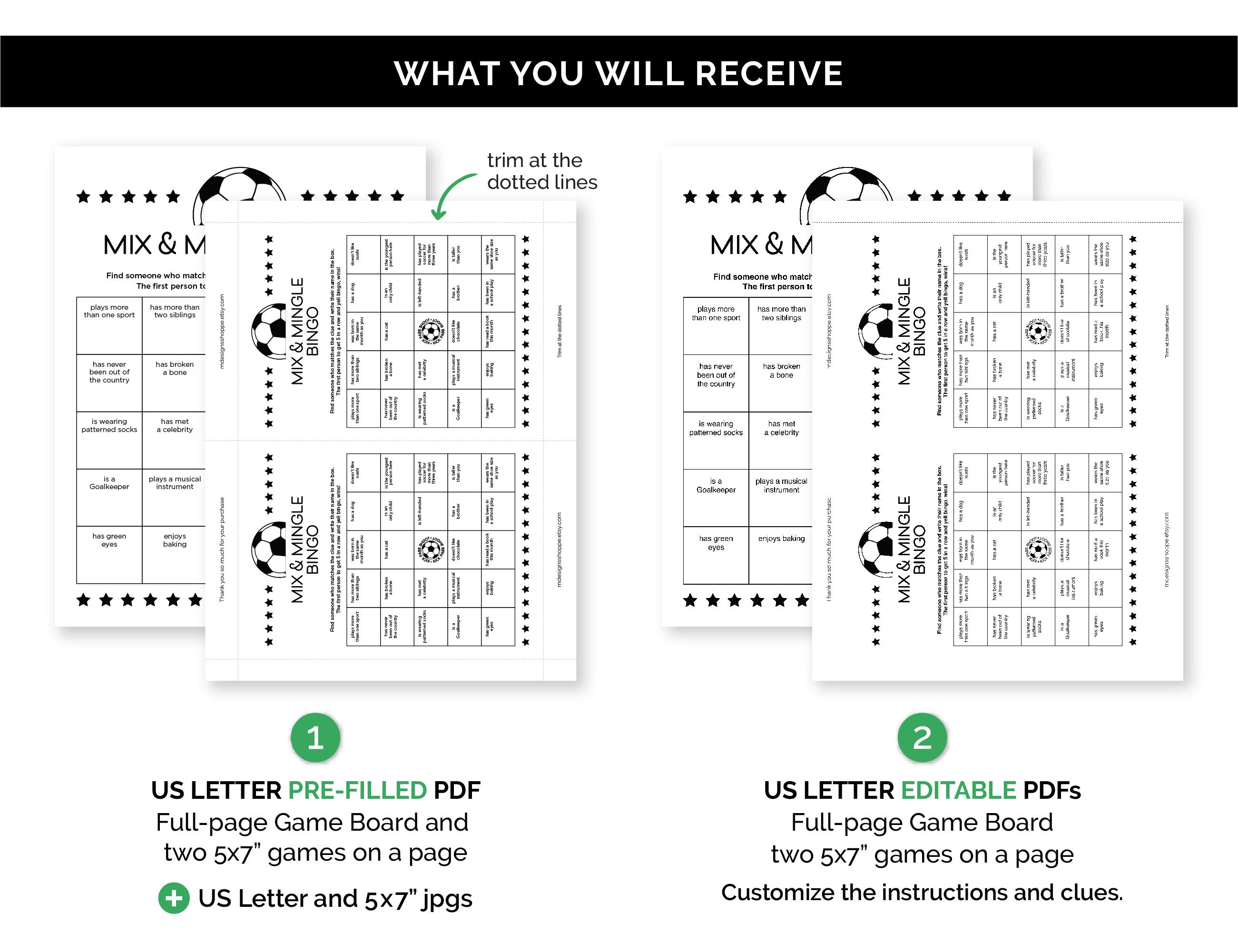 Editable Soccer Mix and Mingle Bingo, Soccer Team Building Game, Travel ...