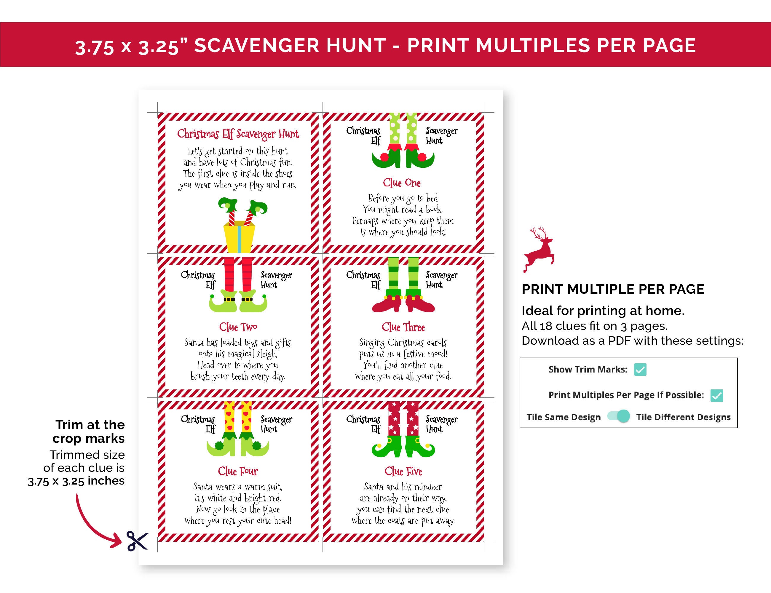 Editable Christmas Scavenger Hunt for Kids, Fun Indoor Elf Treasure ...