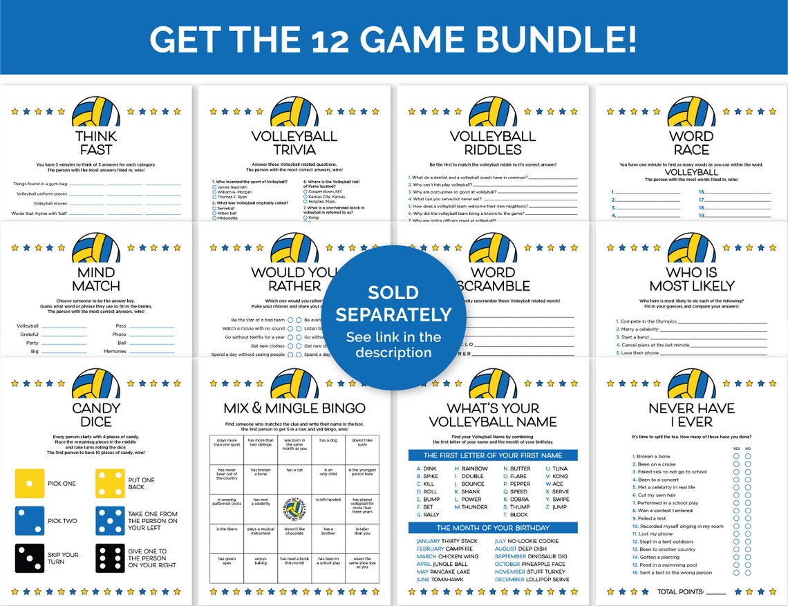 Volleyball Trivia Game, Printable Quiz With Answers for a Volleyball ...