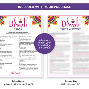 Diwali Trivia Game, Printable Quiz With Answers for a Diwali Party ...