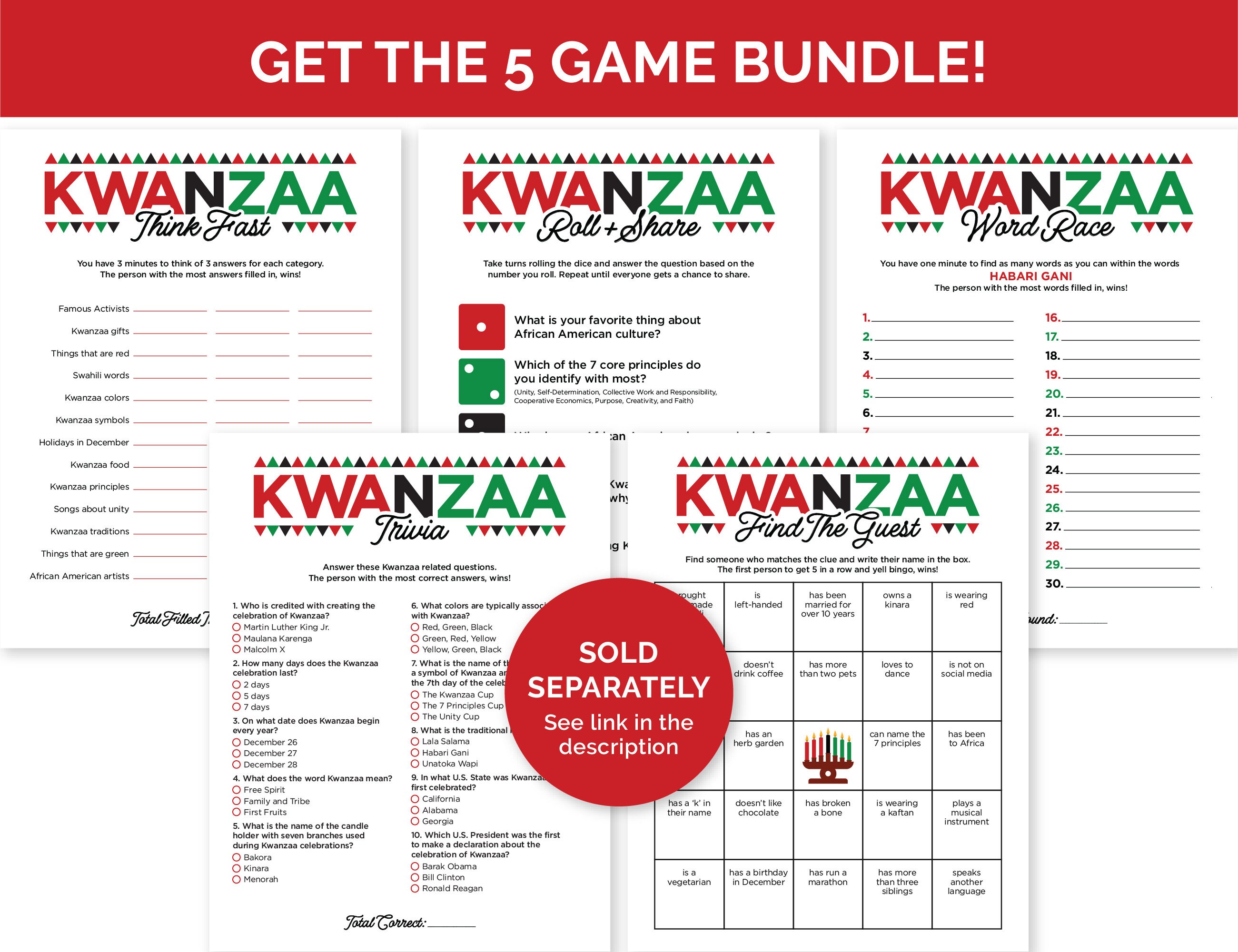 Editable Kwanzaa Find the Guest Bingo Game, Printable Kwanzaa Party Mix ...
