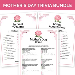 Mother's Day Trivia Games Bundle, Printable Mothers Day Trivia, Famous ...
