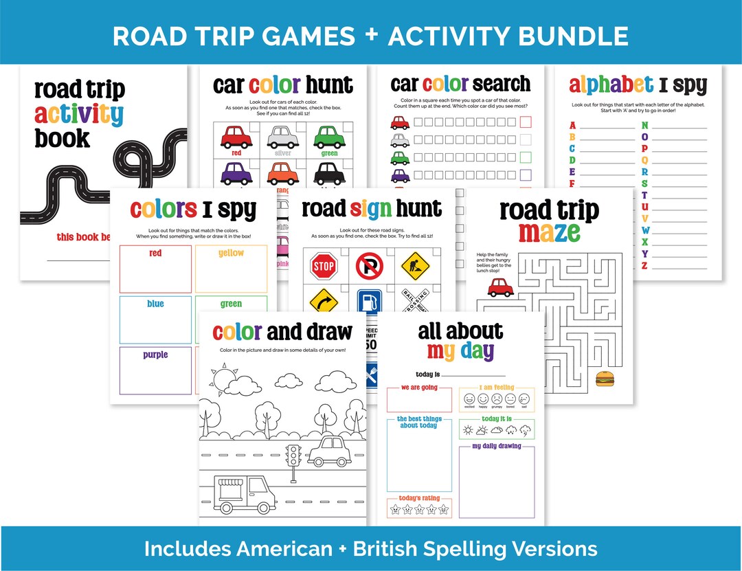 Road Trip Games for Kids, Printable Car Ride Activities, Road Trip ...