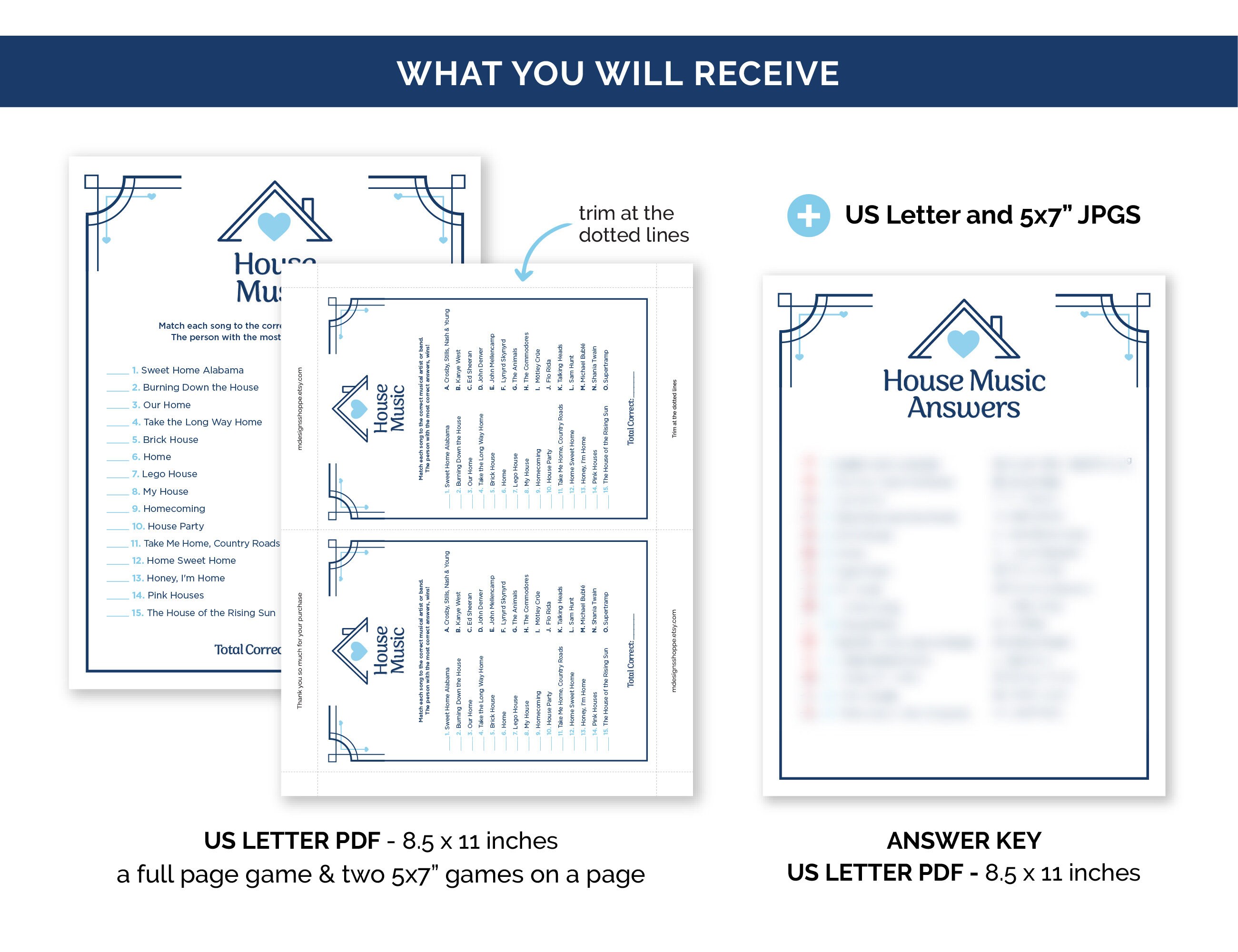 Housewarming Party Game, House Music Match-up Game, New Home Party Game ...