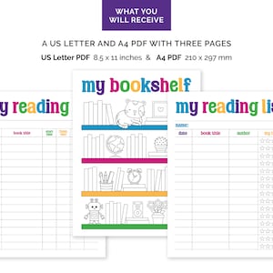 Reading Log for Kids, Printable Bookshelf Reading Tracker, Reading List ...