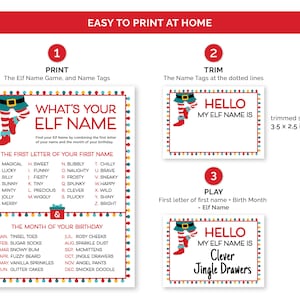 What's Your Elf Name Game, Printable Holiday Party Game for Kids and ...