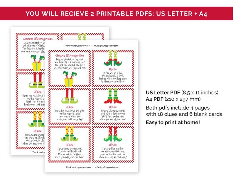 Christmas Scavenger Hunt for Kids, Printable Indoor Elf Treasure Hunt ...