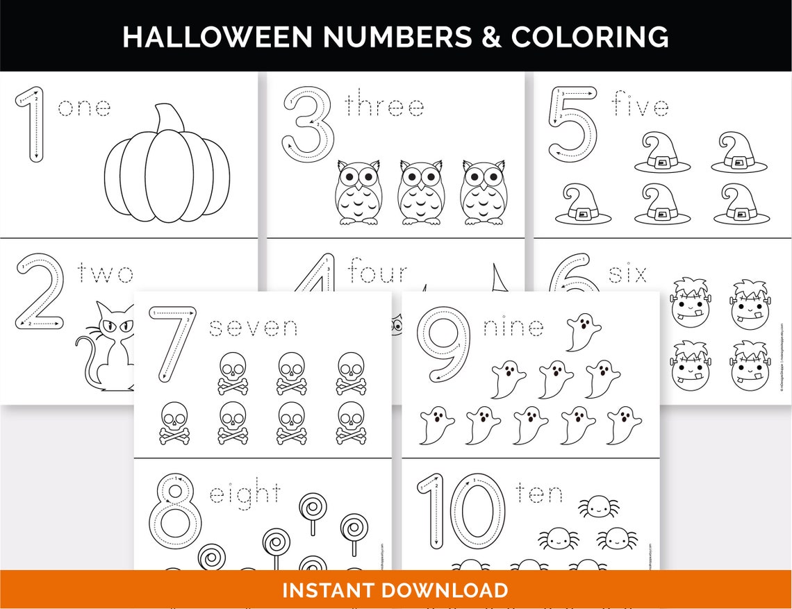 Halloween Worksheets for Kids, Printable Tracing and Coloring ...