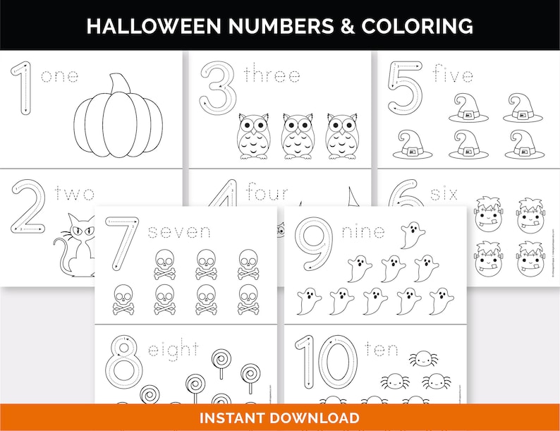 Halloween Worksheets for Kids, Printable Tracing and Coloring ...