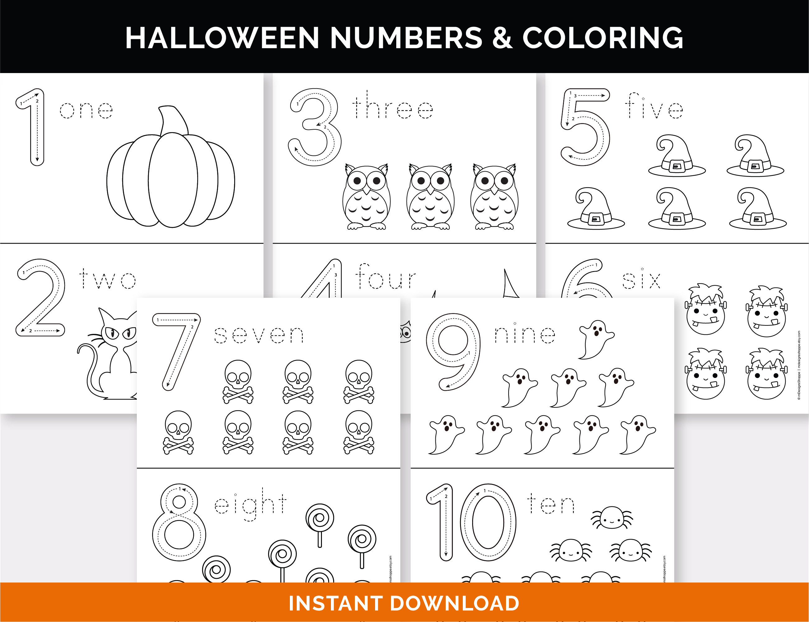 Halloween Worksheets for Kids, Printable Tracing and Coloring ...
