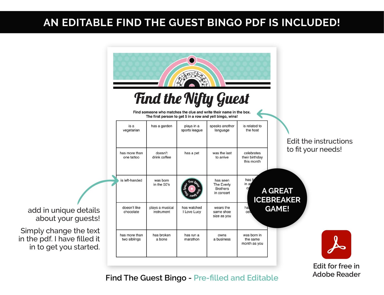 50s Party Games, Printable Games Bundle for a 50s Themed Party, Back to ...