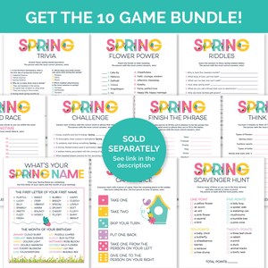 Spring Think Fast Game, Printable Quick Think Spring Party Game for ...