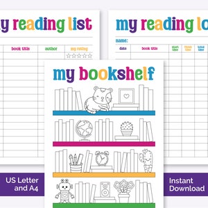 Reading Log for Kids Printable Bookshelf Reading Tracker - Etsy Canada