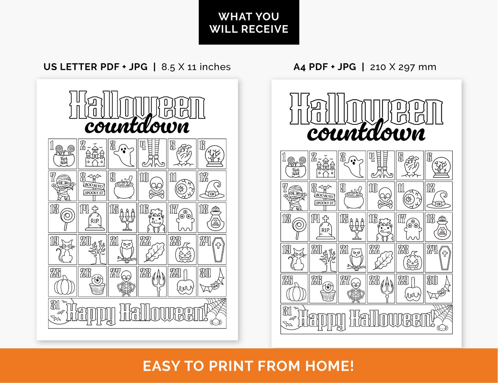 Halloween Countdown Coloring Page Printable Halloween Advent - Etsy Canada