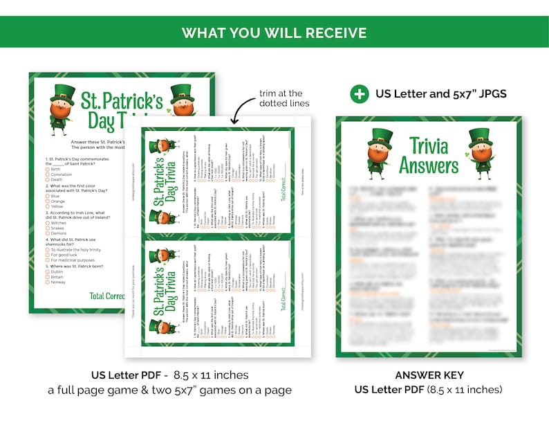 St. Patricks Day Trivia Game, St. Paddys Day Quiz for Adults & Teens ...