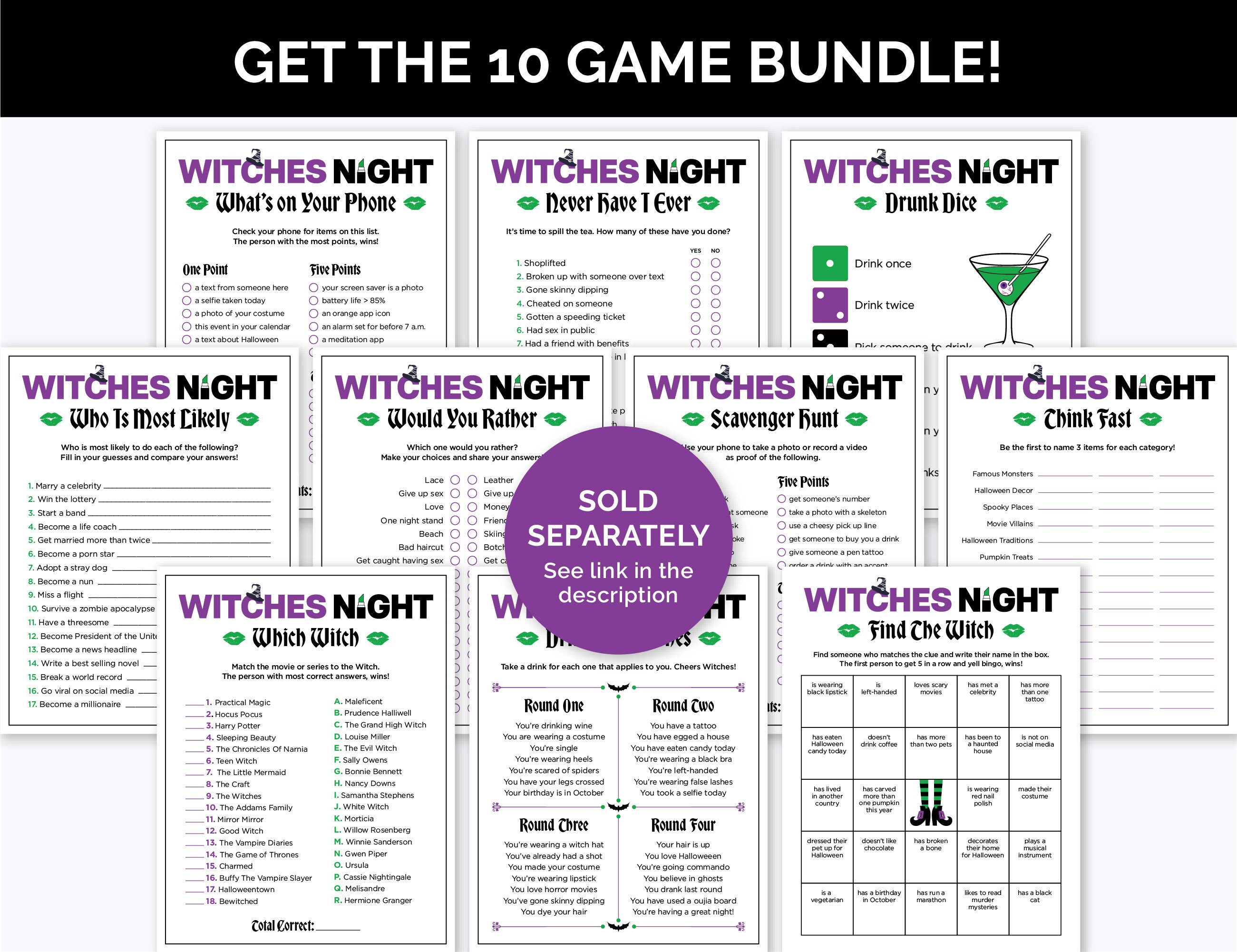 Find the Witch Bingo Game, Editable Witches Night Find the Guest Game ...